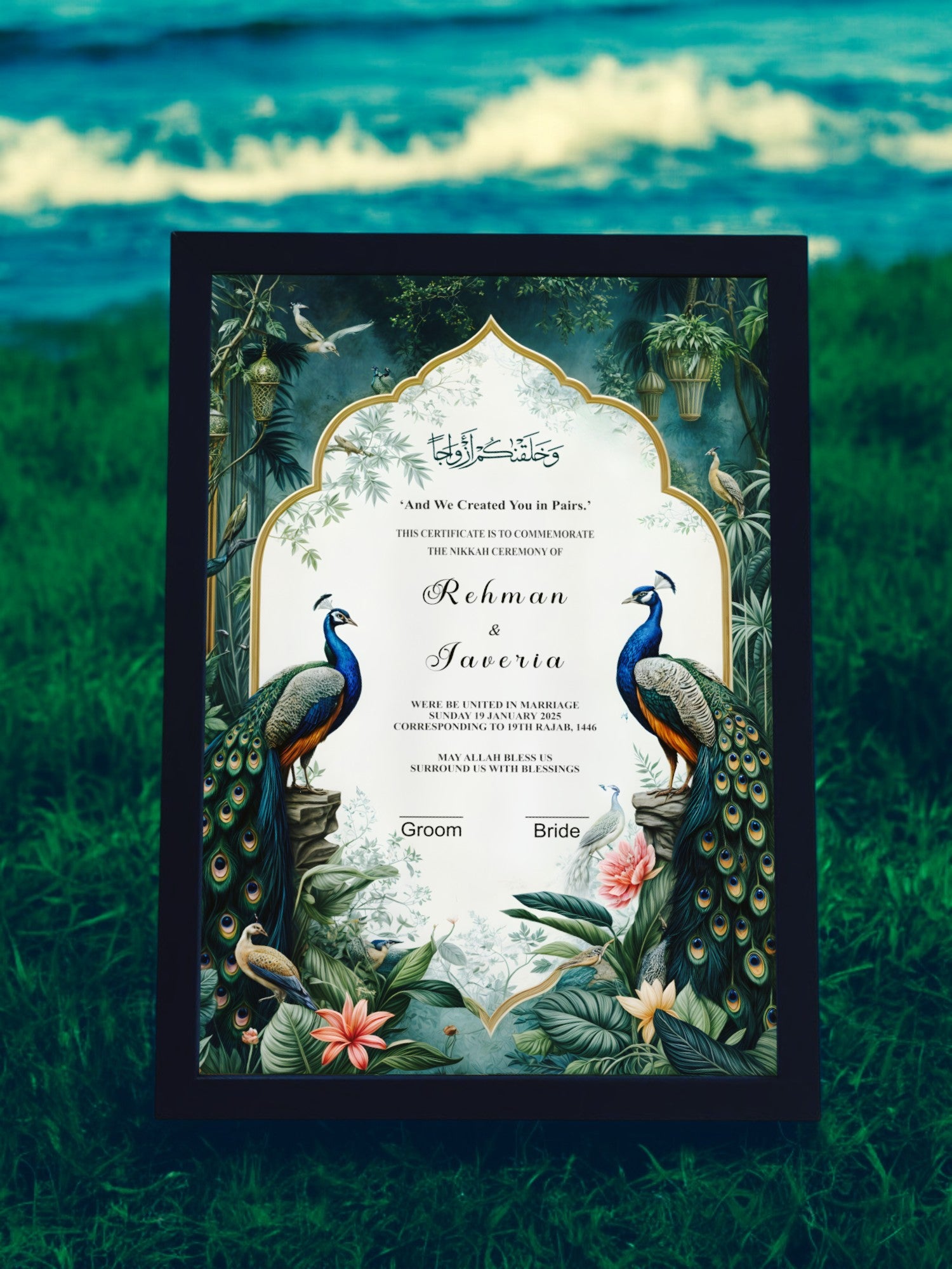 Peacock Love Nikah Frame - Aesthetic Customize Frame by Nikkahday ...