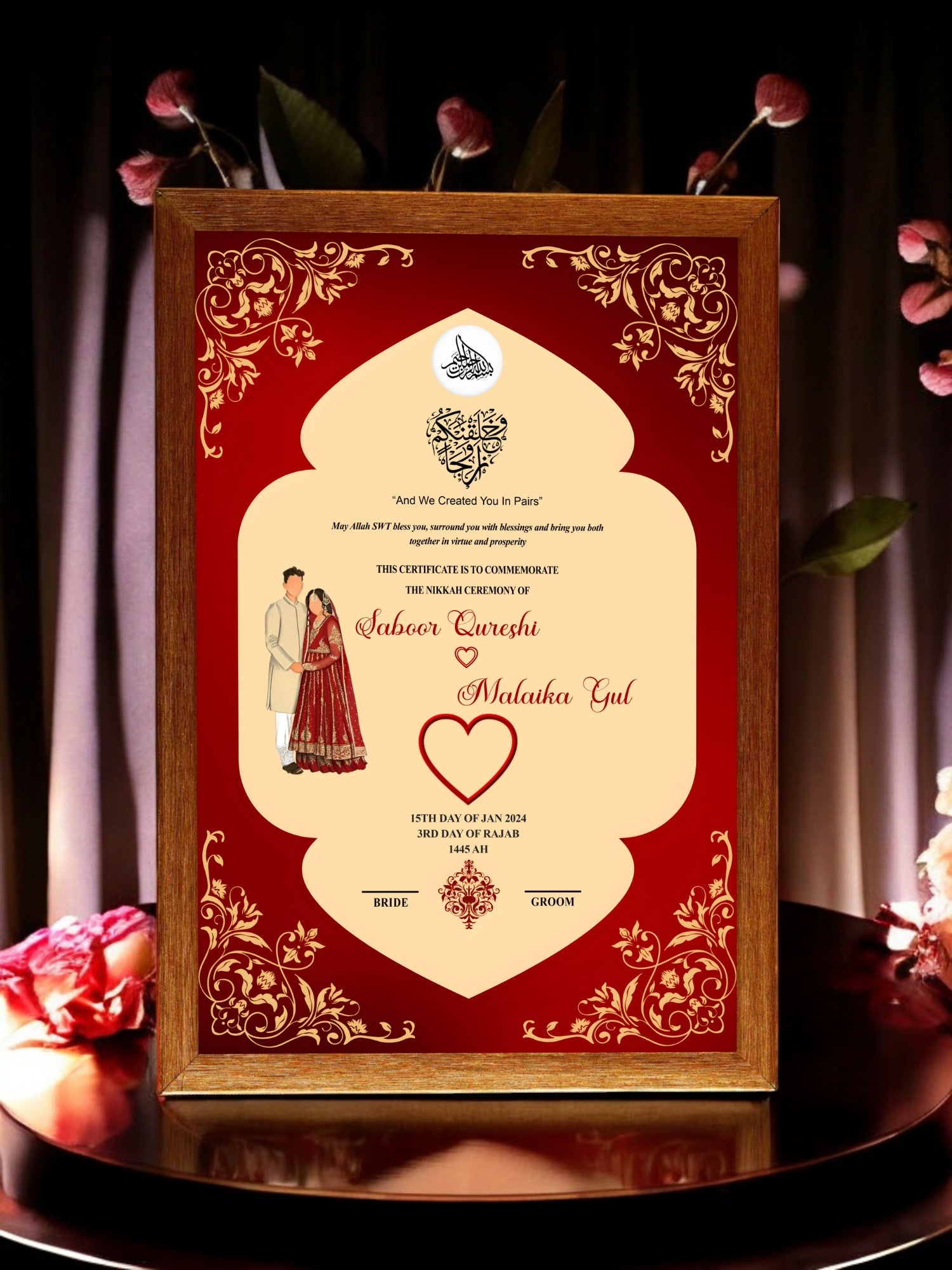 Lovely Valentine Day Nikah Frame – A Romantic Keepsake | Nikkahday ...