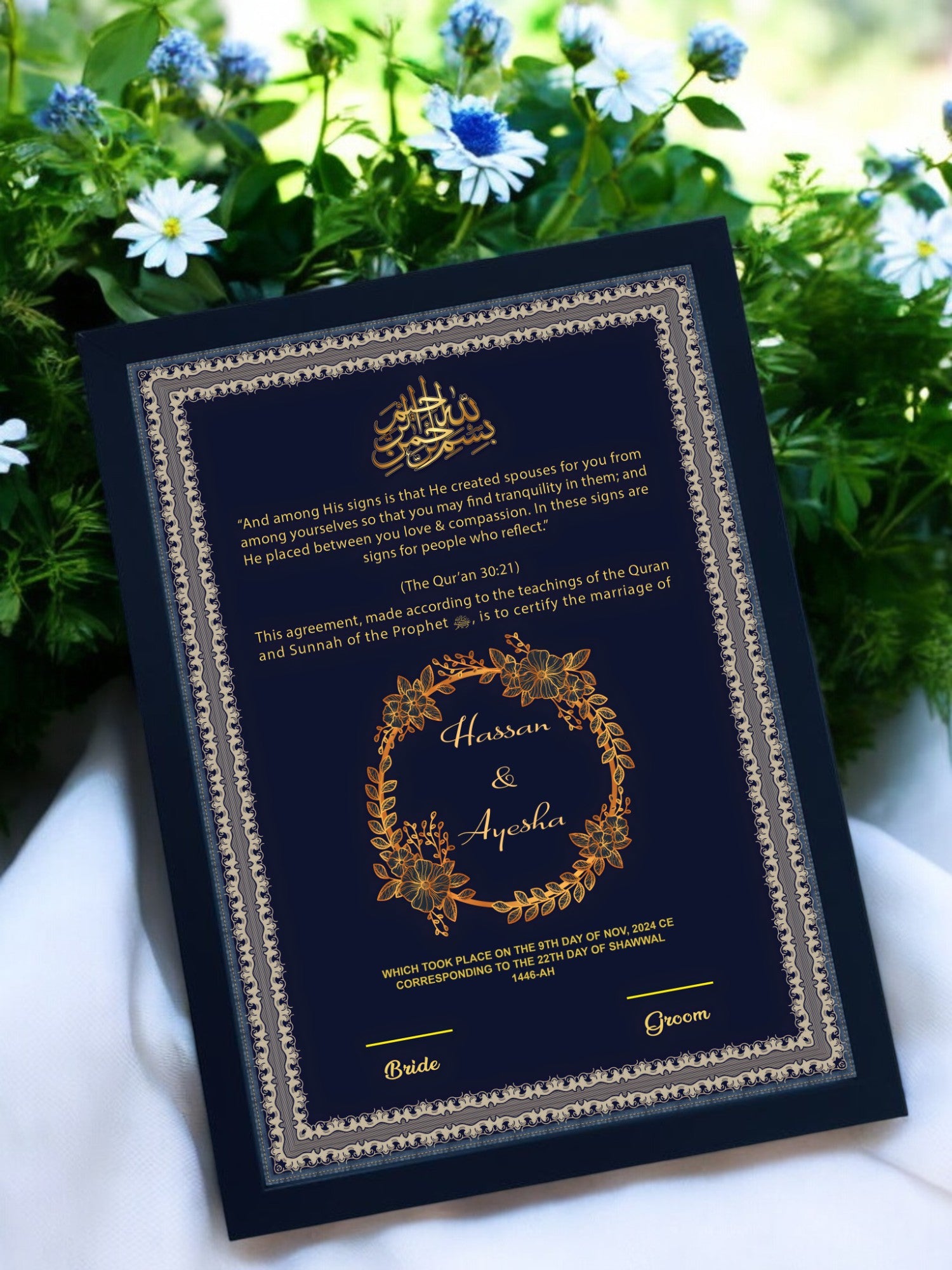 Majestic Blue Premium Nikkah Frame | Personalized Wedding Frame ...